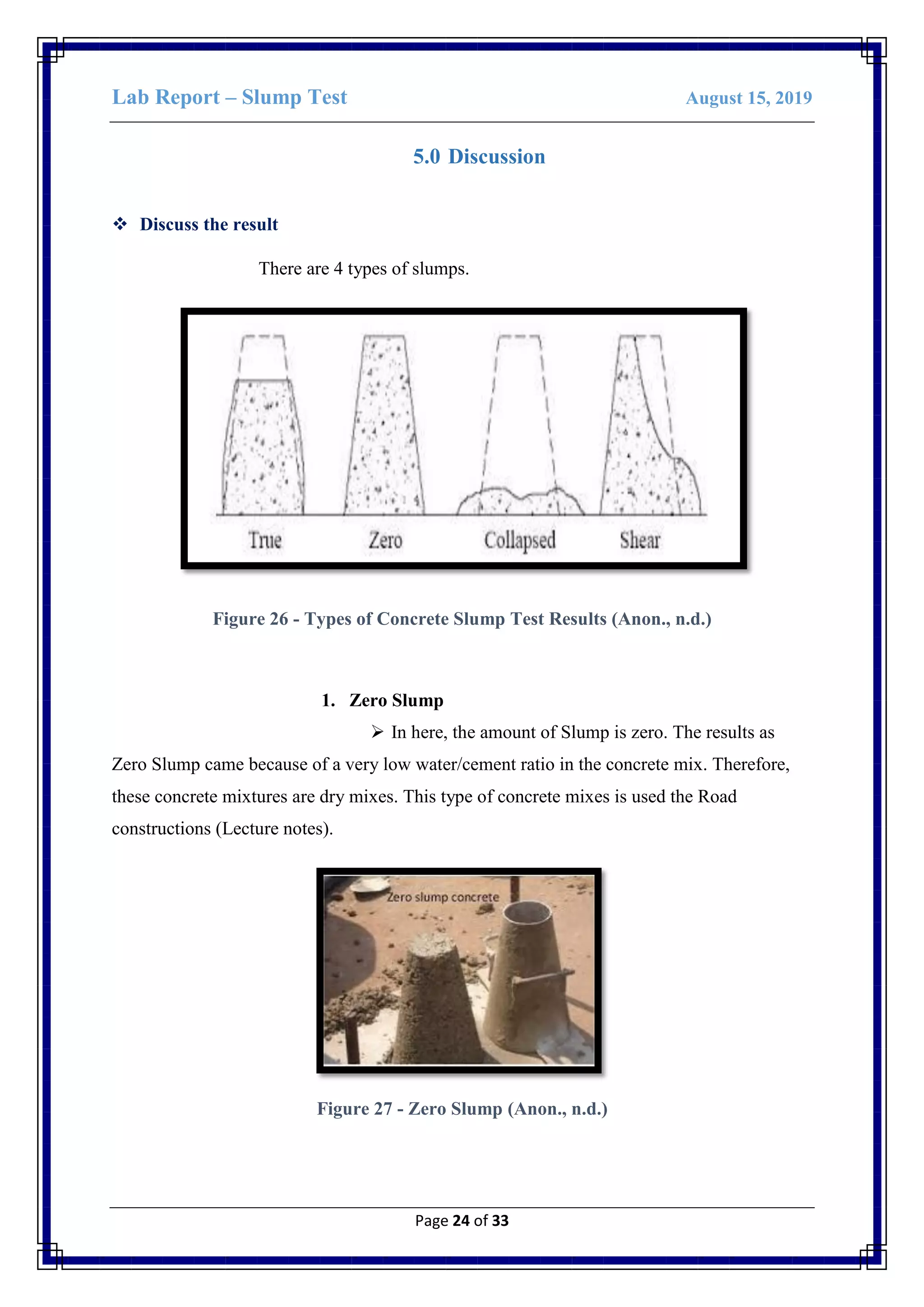Slump test report | PDF