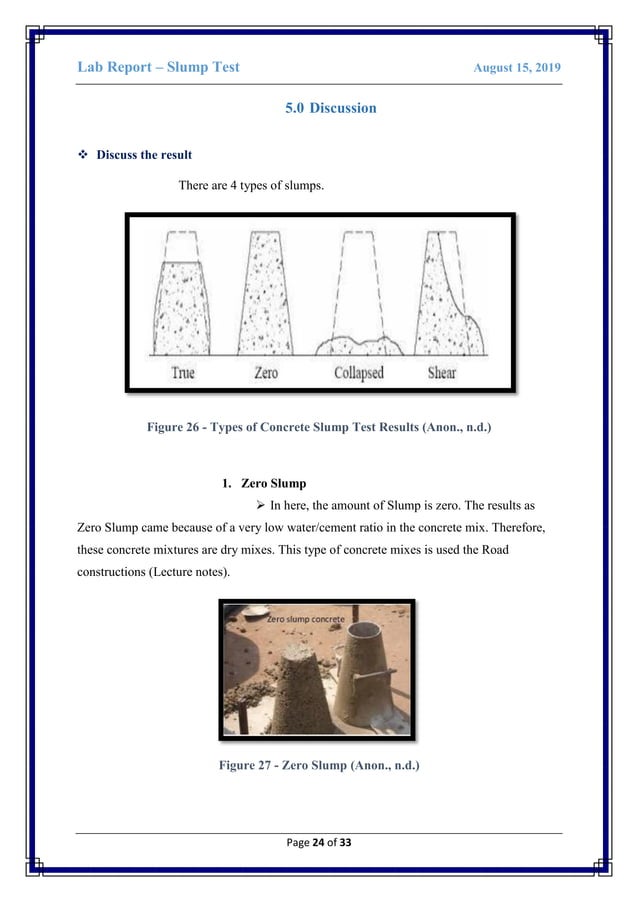 Slump test report | PDF