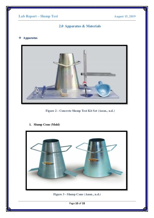 Slump test report