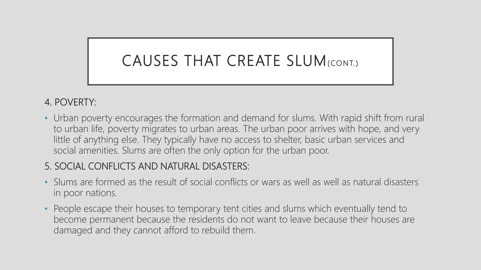 Slums, Its Causes and Countermeasures | PPTX