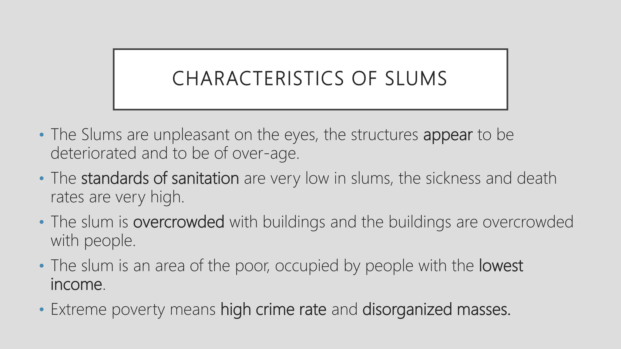 Slums, Its Causes and Countermeasures | PPTX