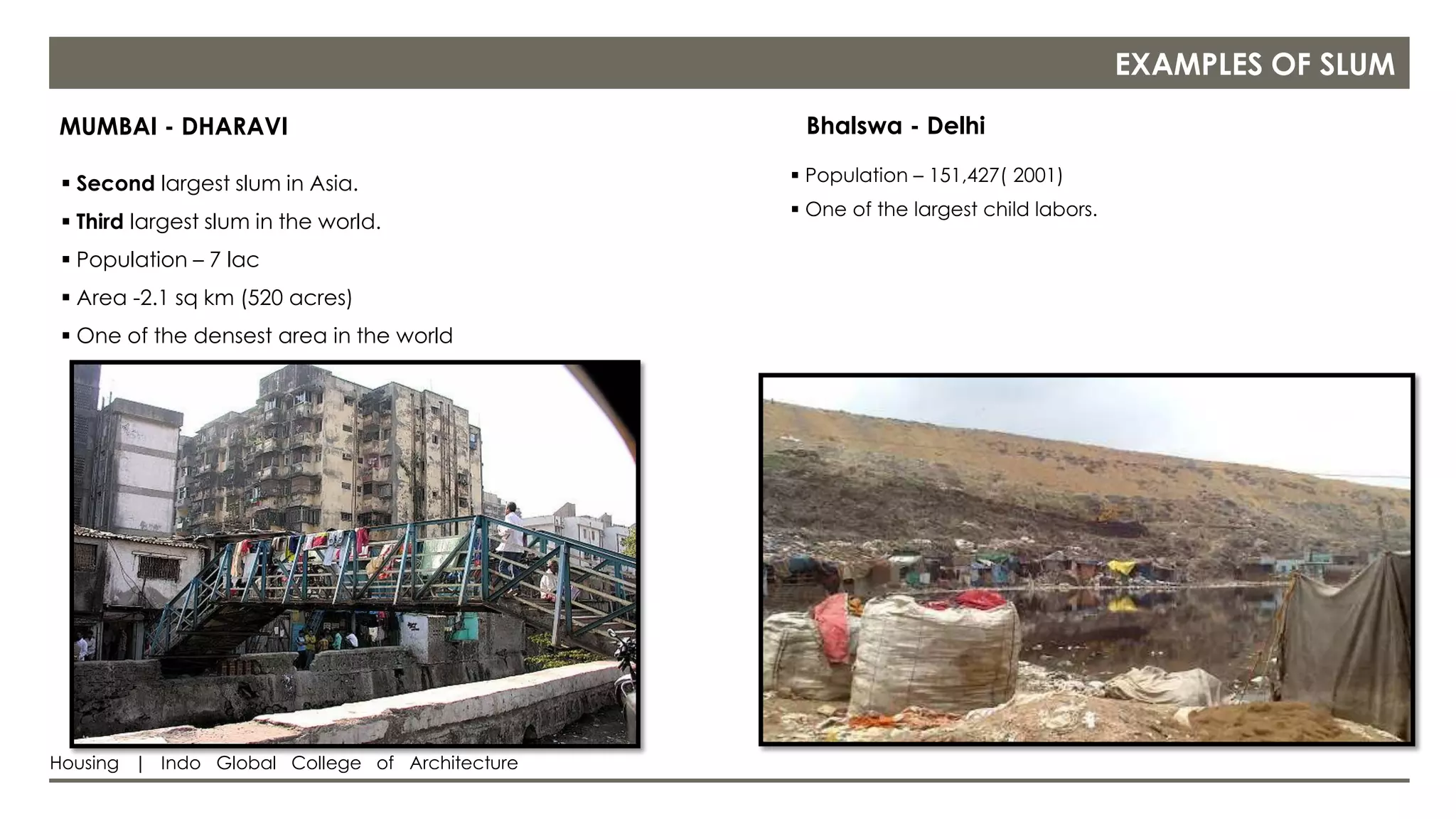 Slums - origin, growth, problems & solutions - B.ARCH STUDY REPORT | PDF