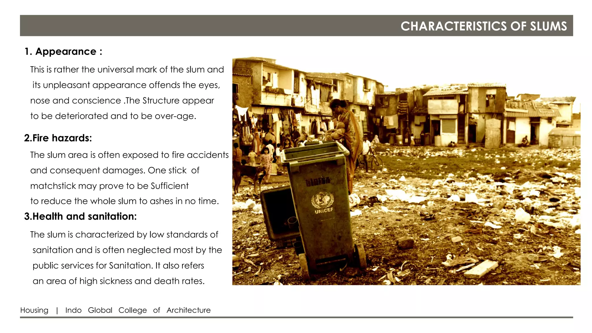 Slums - origin, growth, problems & solutions - B.ARCH STUDY REPORT | PDF