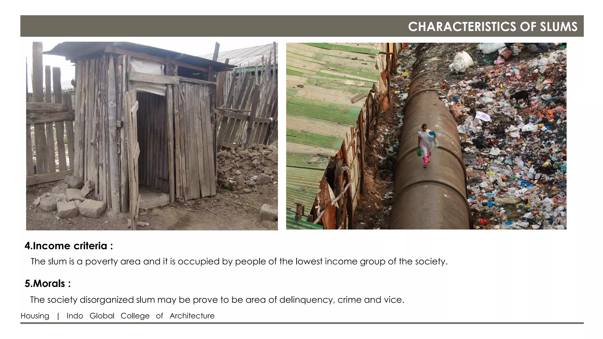 Slums - origin, growth, problems & solutions - B.ARCH STUDY REPORT | PDF