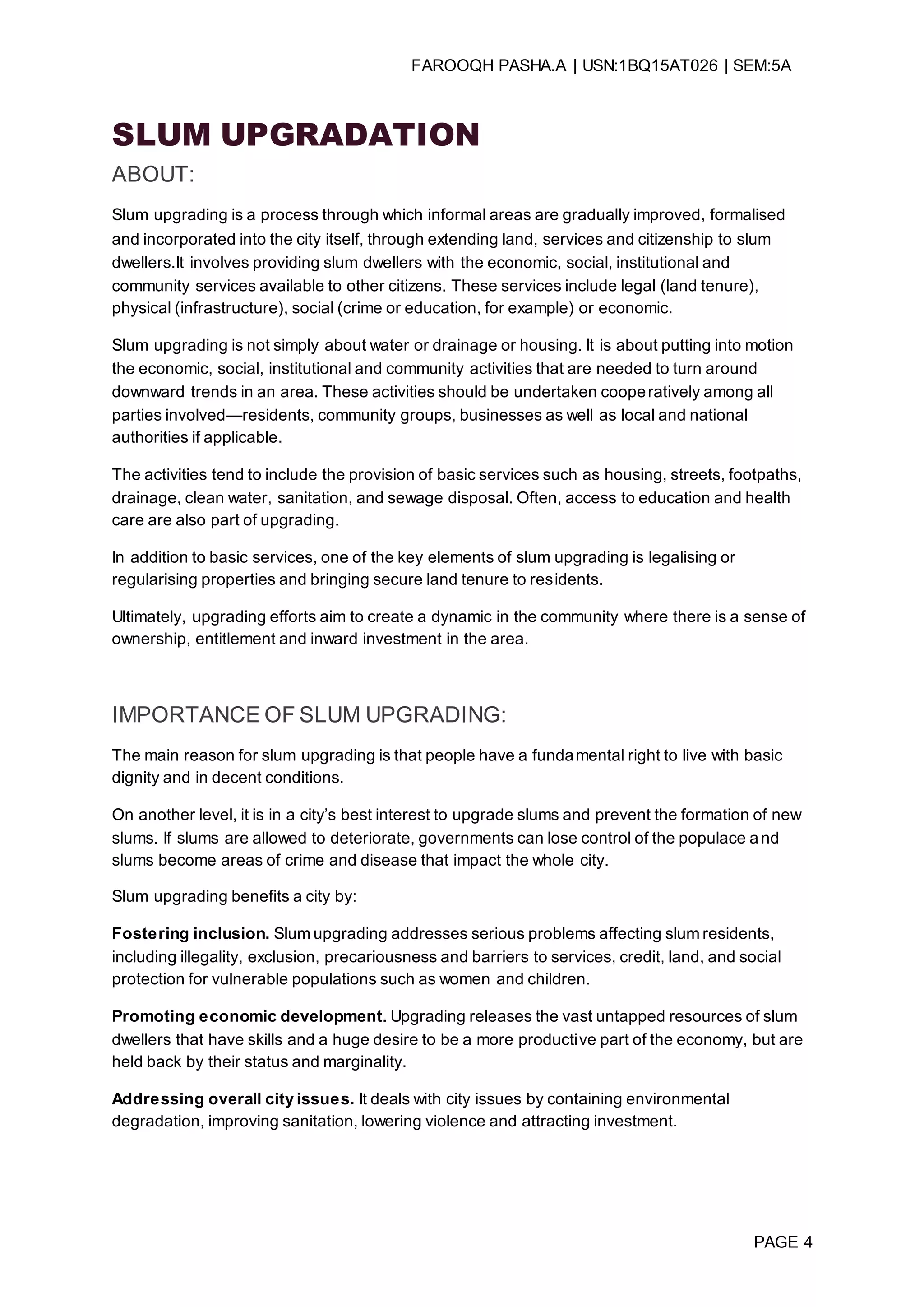 slum upgradation in india | DOCX