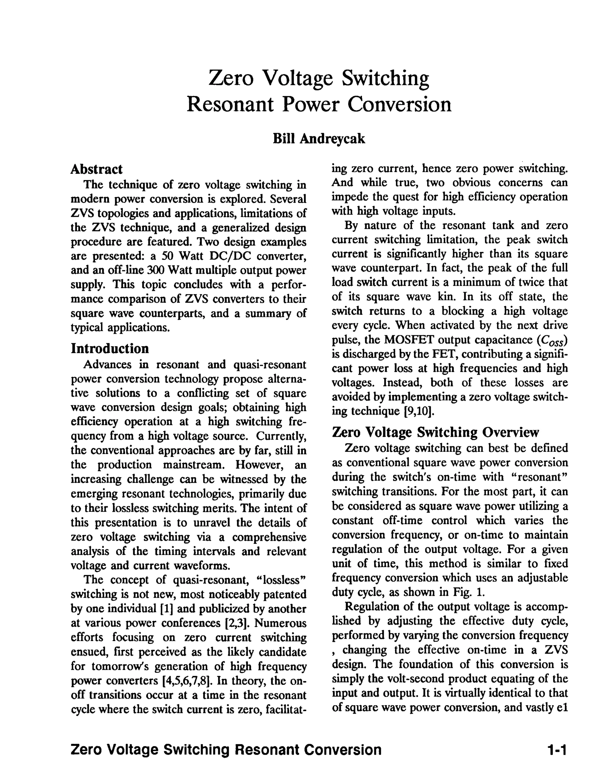 Zero voltage switching resonant power conversion | PDF