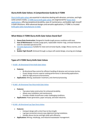 Slurry Knife Gate Valves A Comprehensive Guide by V-TORK.pdf