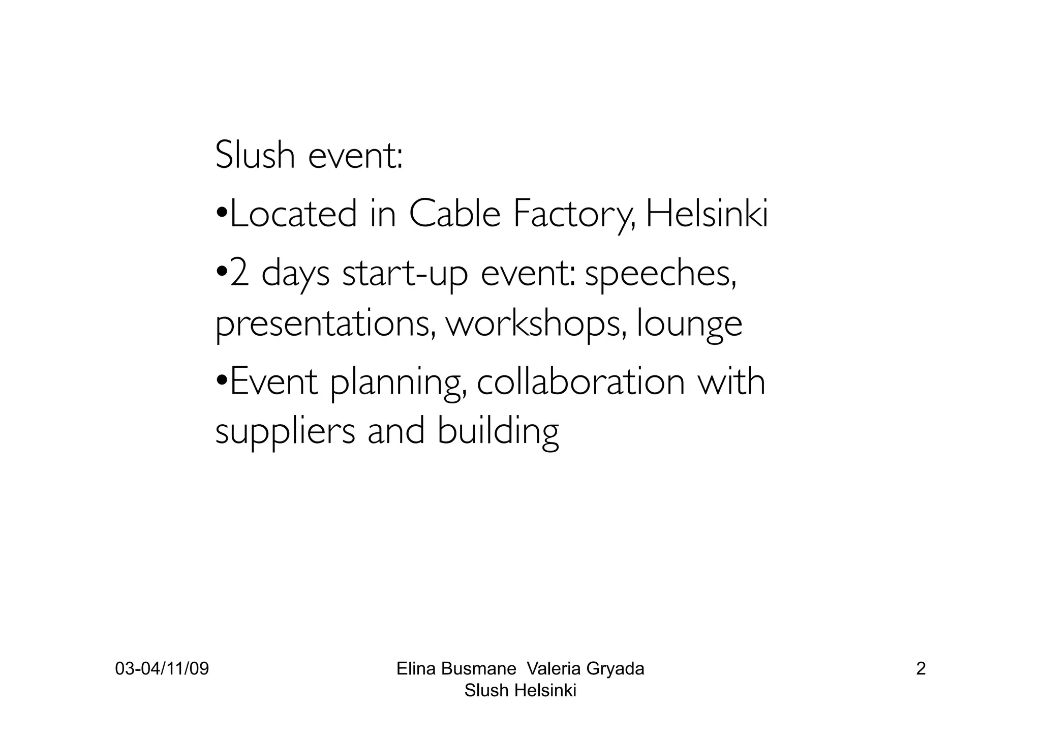 Slush Event Spatial design | PDF