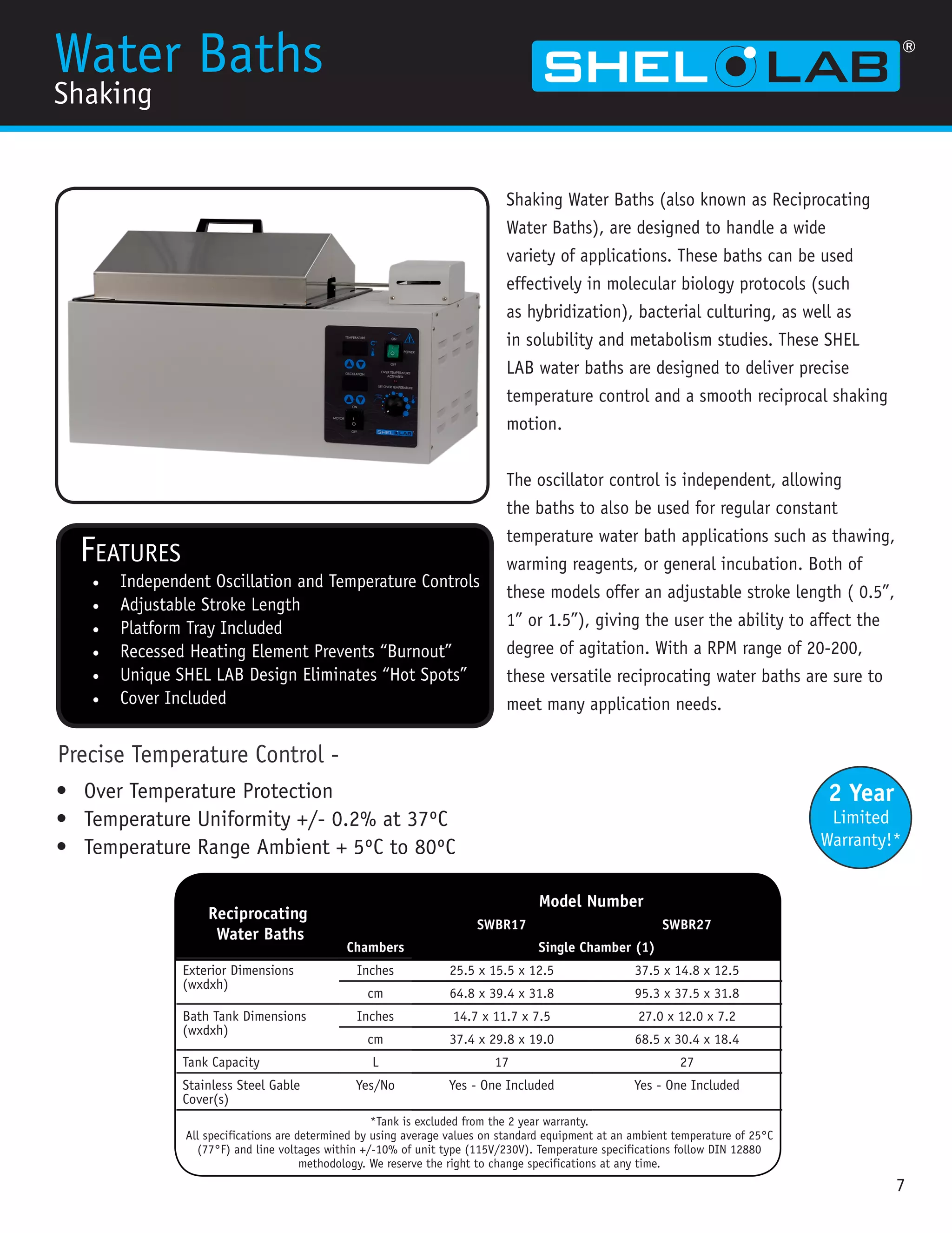 SHEL LAB Water Baths & Bead Baths Catalog | PDF