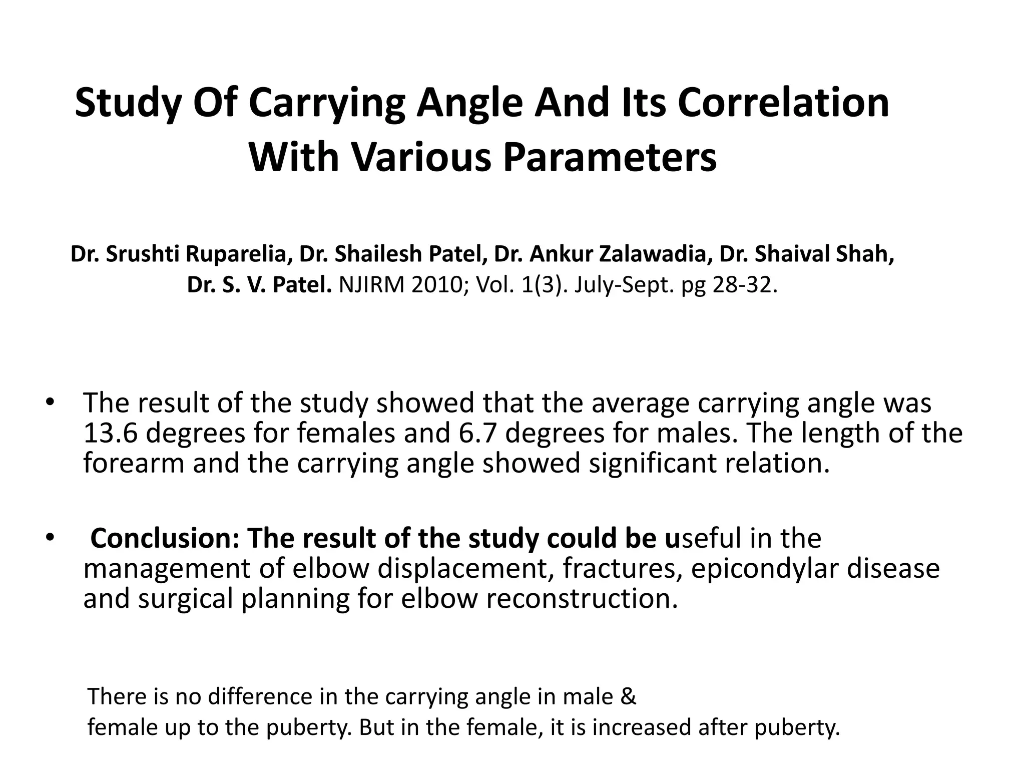 Carrying Angle | PPTX