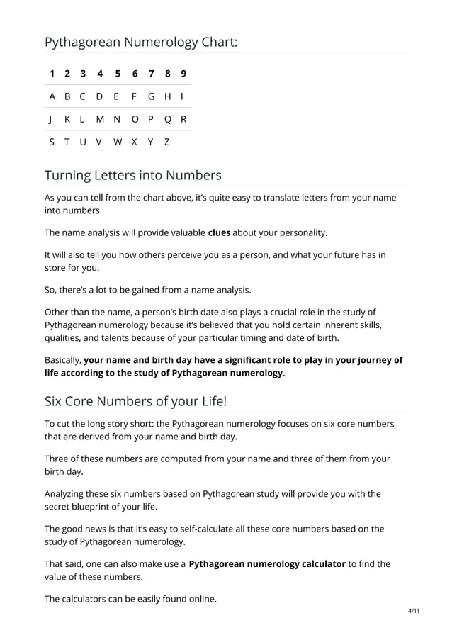 Pythagorean numerology - Slybu.com