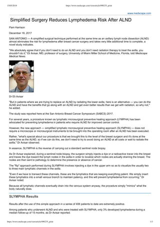 Simplified Surgery Reduces Lymphedema Risk After ALND | PDF | Cancer ...