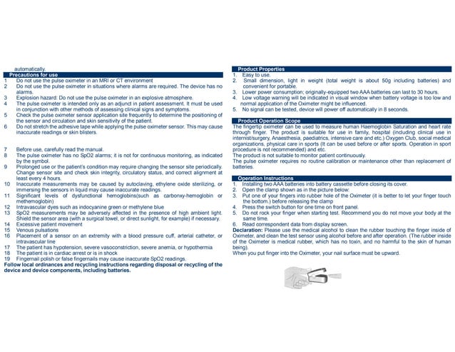 Sm 110 pulse oximeter | PDF