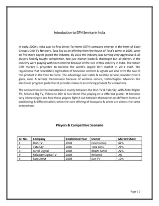 Service Marketing - DTH service | PDF