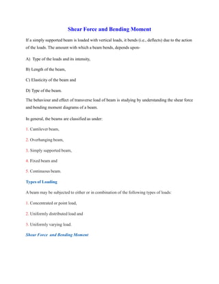 Shear force & Bending Moment | PPTX