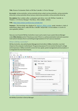 sm bus controller | DOCX | Operating Systems | Computer Software and ...