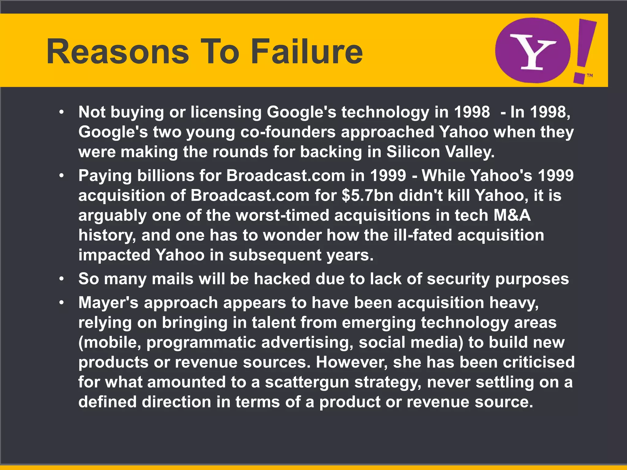 Why Yahoo's failure in compitation | PPT