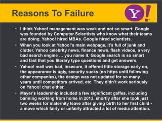 Why Yahoo's failure in compitation | PPT | Search | Internet