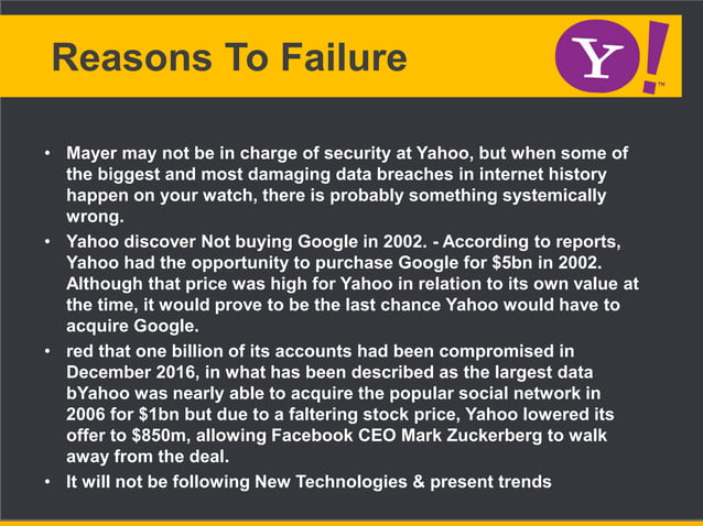 Why Yahoo's failure in compitation | PPT | Search | Internet
