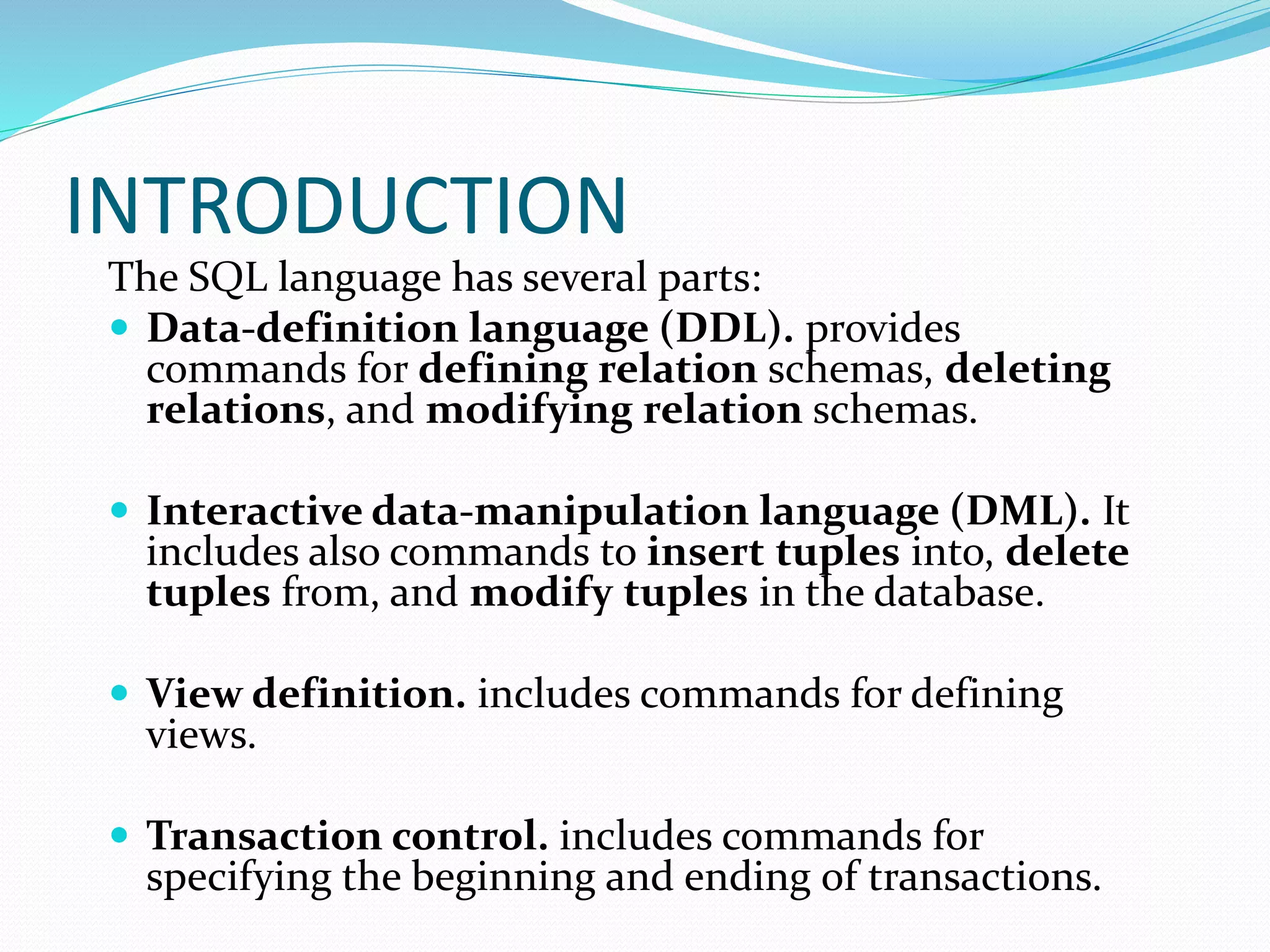 SQL - Structured query language introduction | PPT SQL - Structured query language introduction | PPT