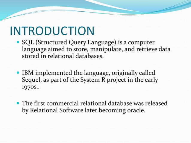 SQL - Structured query language introduction | PPT SQL - Structured query language introduction | PPT