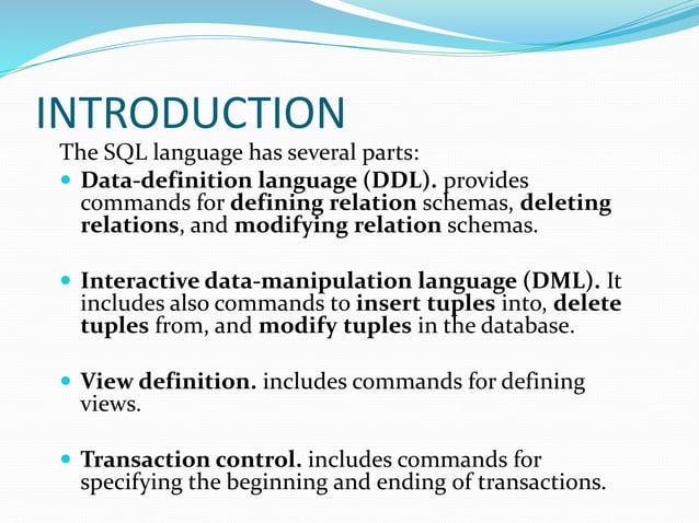 Sql Structured Query Language Introduction Pptx