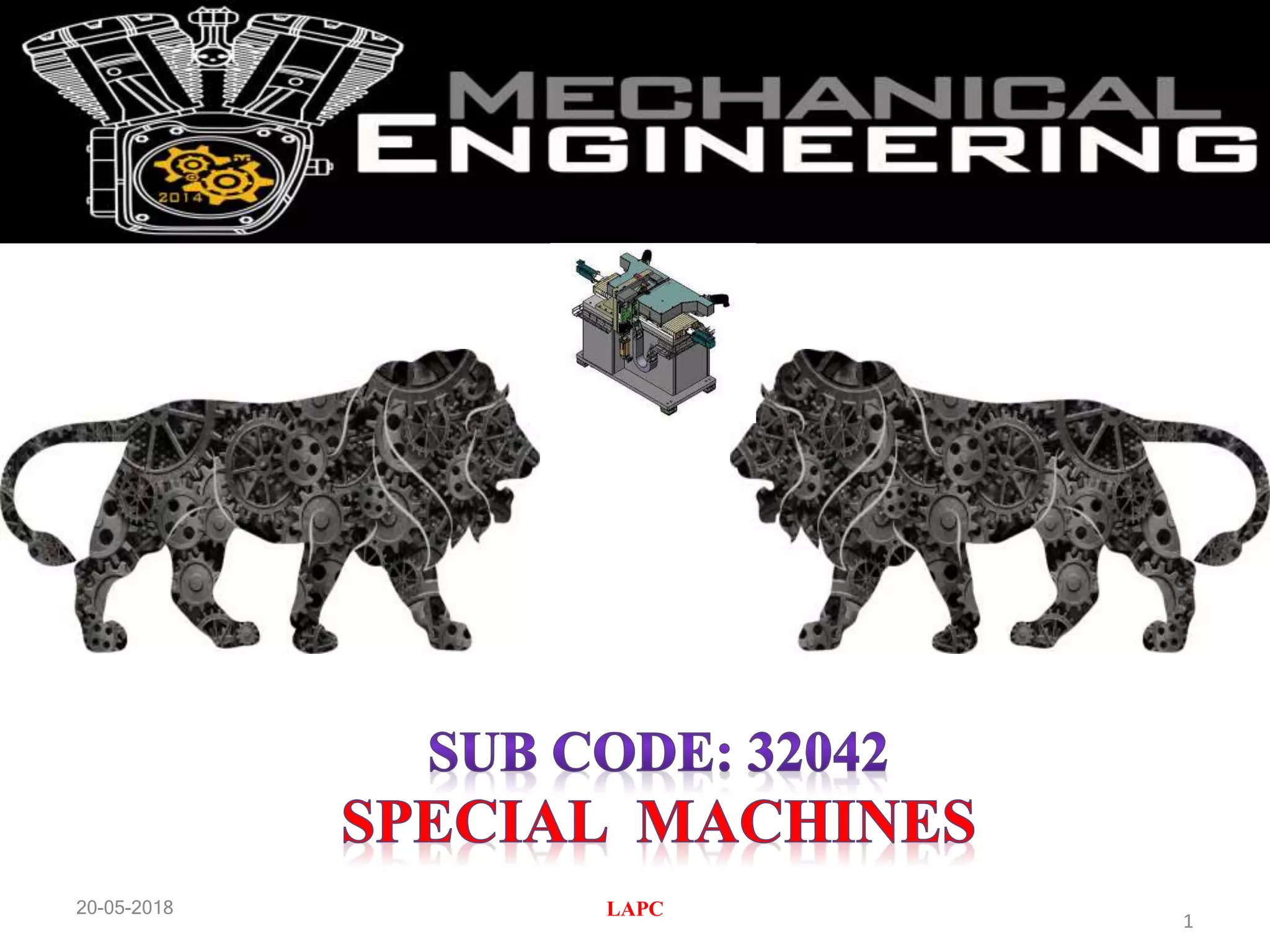 Special Machines -Introduction to all Units & Unit 1: Manufacturing of ...