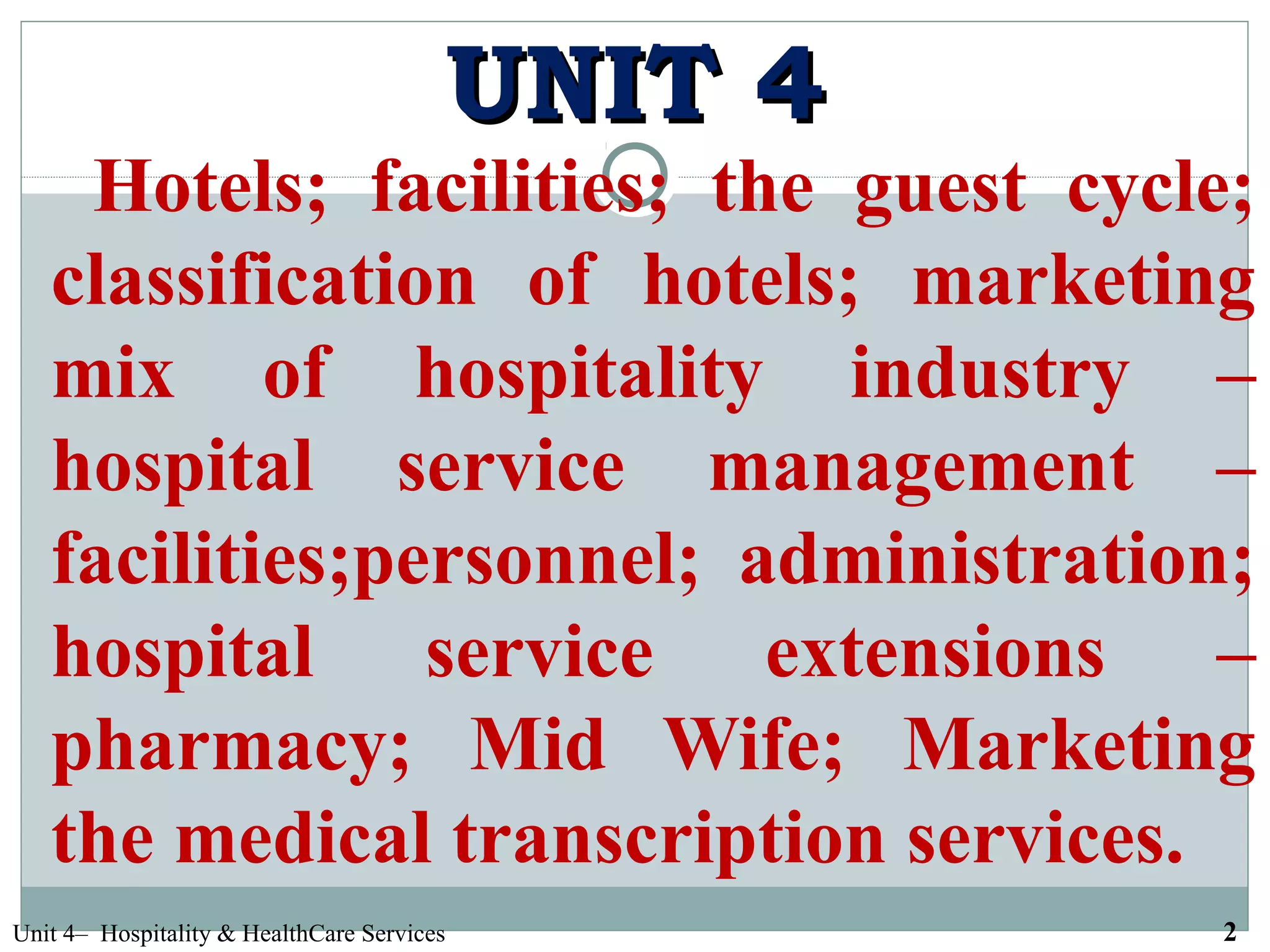 Service Management Hospitality and Health Care Services | PPT