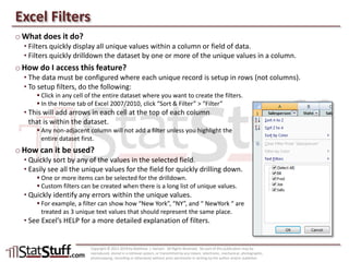 Advanced Excel Features with Matt Hansen at StatStuff | PPT