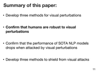 Text Processing Like Humans Do: Visually Attacking and Shielding NLP Systems | PPT