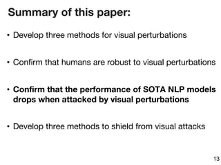 Text Processing Like Humans Do: Visually Attacking and Shielding NLP Systems | PPT