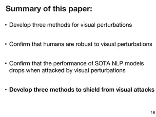 Text Processing Like Humans Do: Visually Attacking and Shielding NLP Systems | PPT