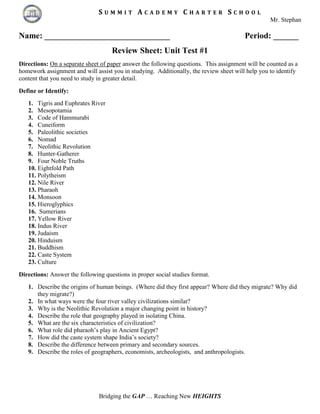Sm 1.18 unit test review sheet | DOCX