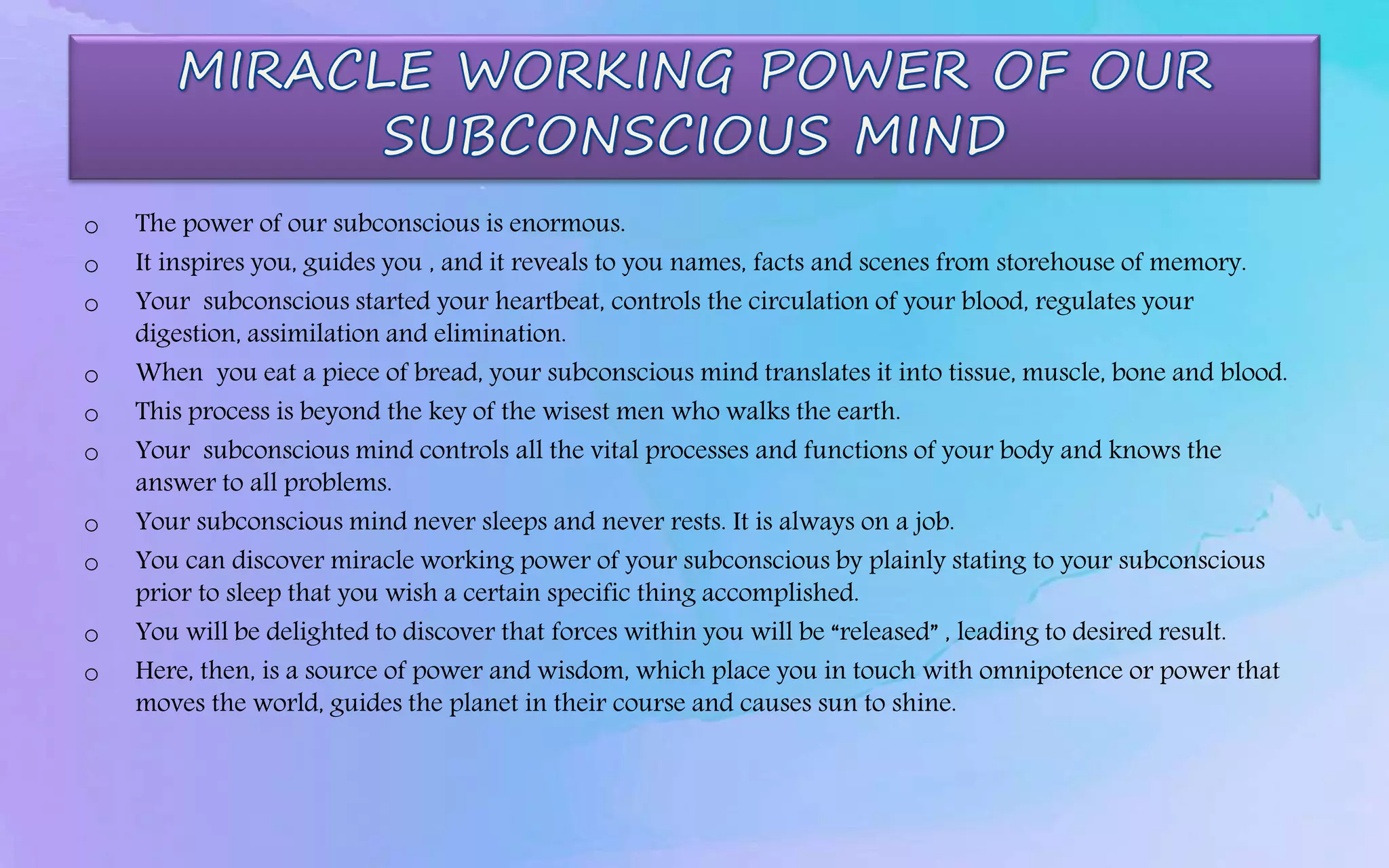 The power of our subconscious mind | PPTX