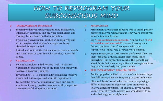The power of our subconscious mind | PPTX | Brain and Nervous System ...
