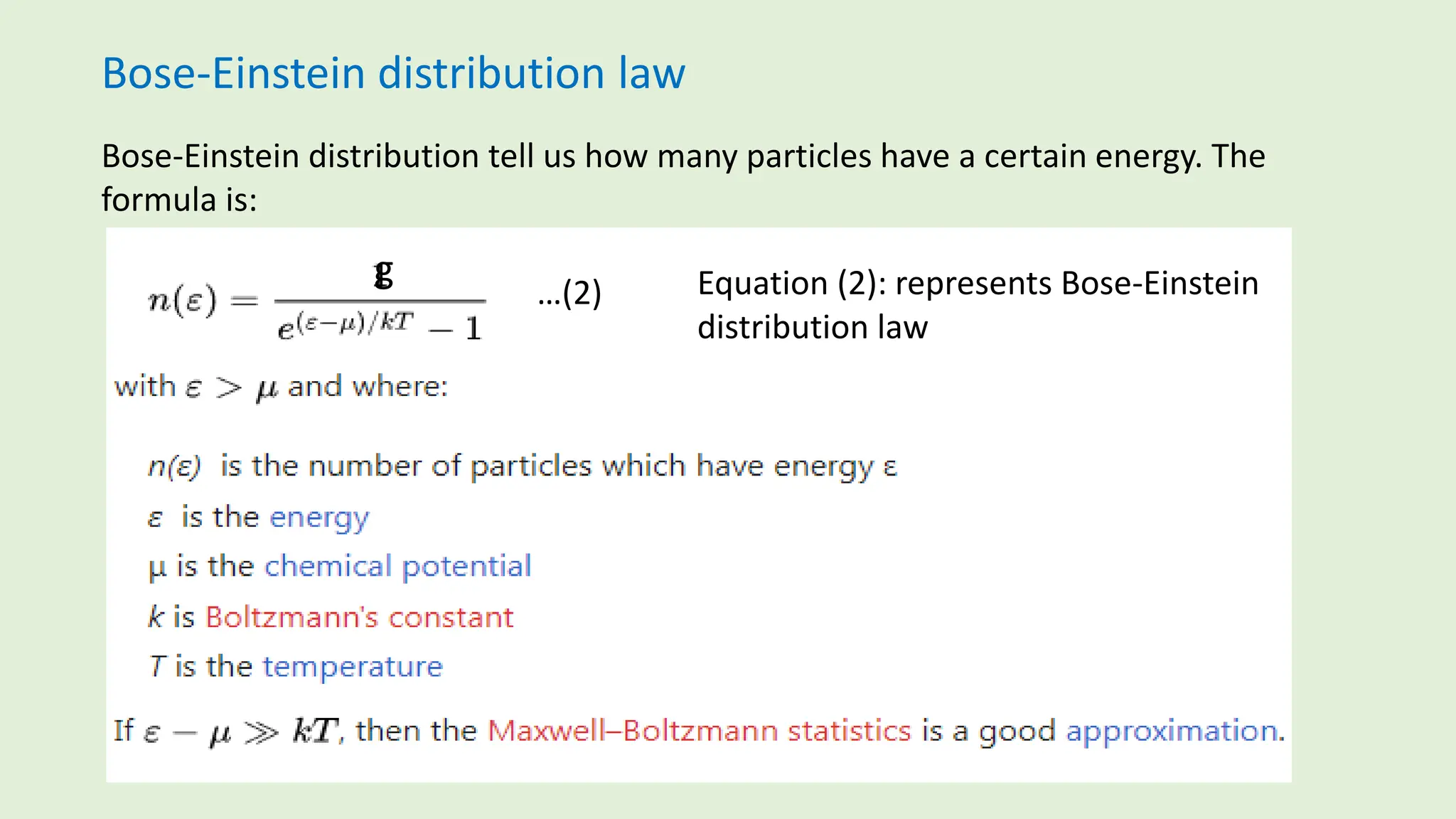 M-B, B-E, and F-D comparisons statistical physics | PDF