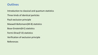 M-B, B-E, and F-D comparisons statistical physics | PDF
