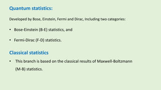 M-B, B-E, and F-D comparisons statistical physics | PDF