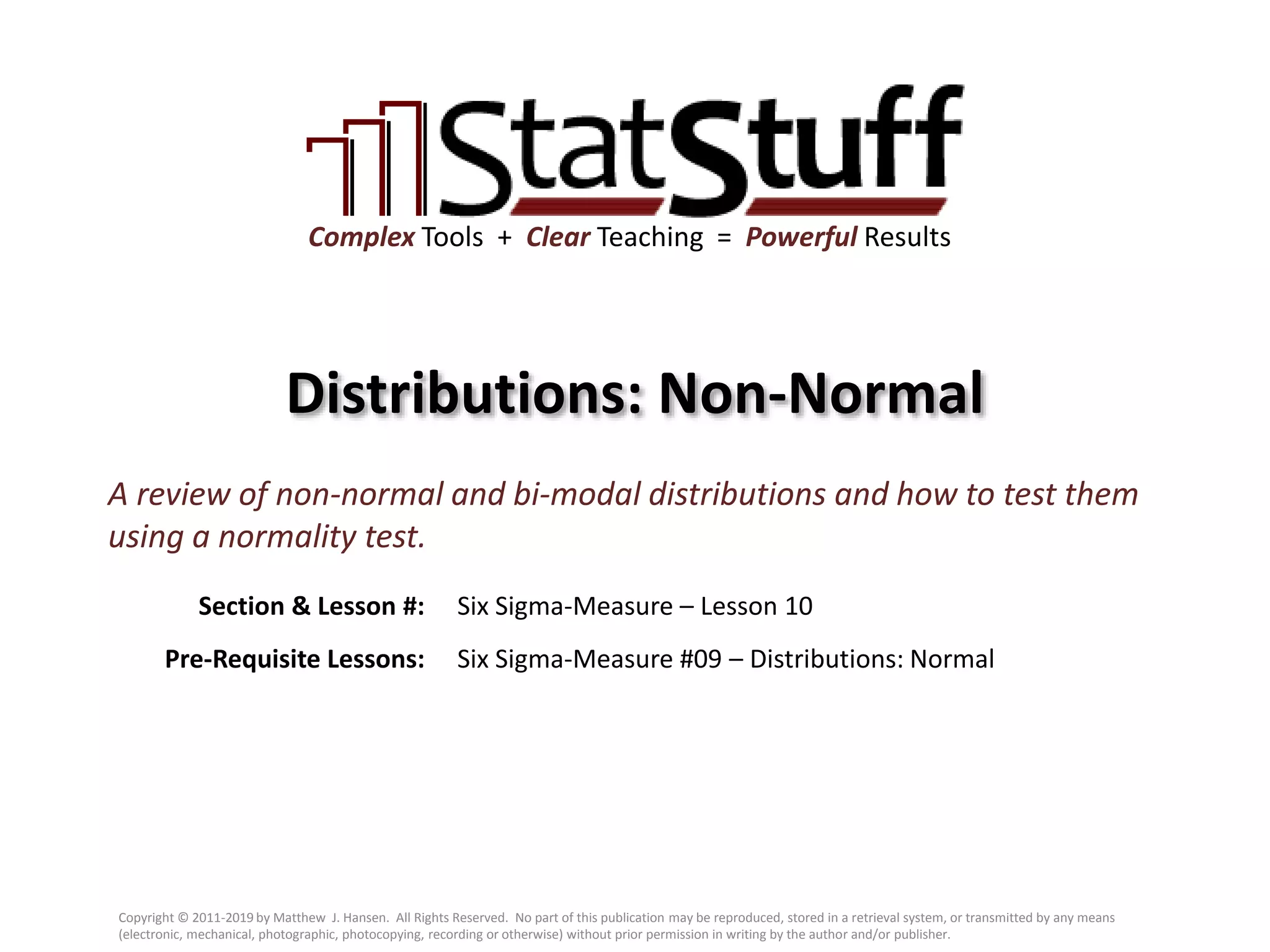 Distributions: Non-Normal with Matt Hansen at StatStuff | PPT