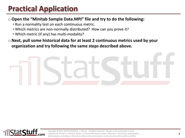 Distributions: Non-Normal with Matt Hansen at StatStuff | PPT