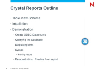 Introduction to Crystal and Jasper Reports for Novell Sentinel 6.1 | PPT