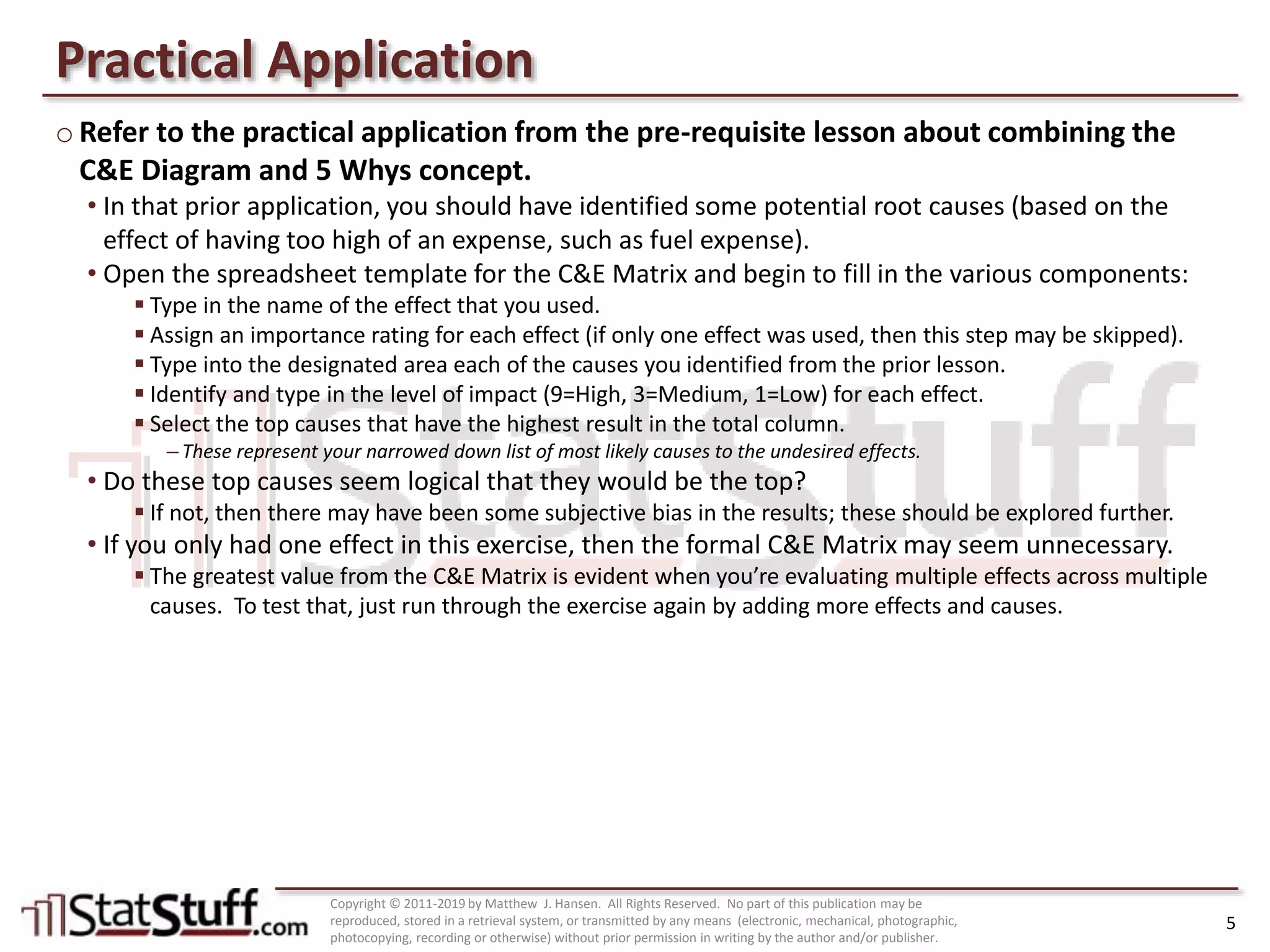 Identify Root Causes – C&E Matrix | PPT