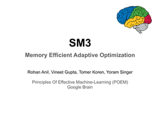 Memory Efficient Adaptive Optimization | PPT