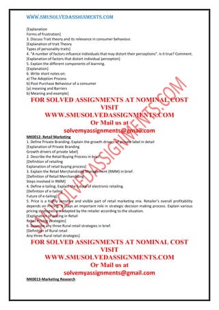 SEM 3 MARKETING SUMMER 2014 ASSIGNMENTS | PDF