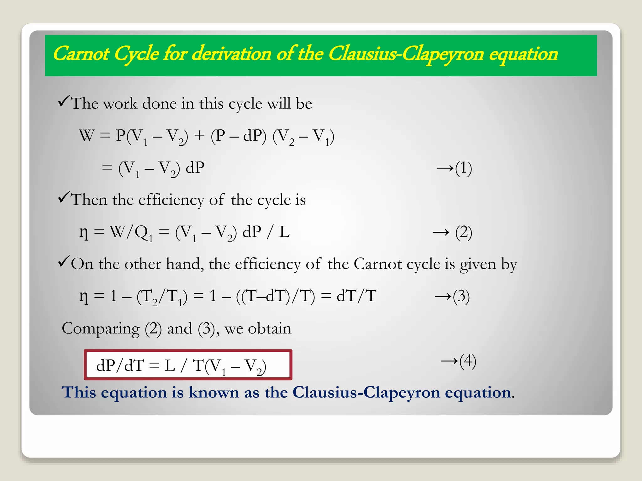 Clausius-clapeyron Equation | PPTX