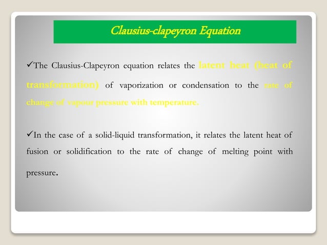 Clausius-clapeyron Equation | PPTX | Chemistry | Science