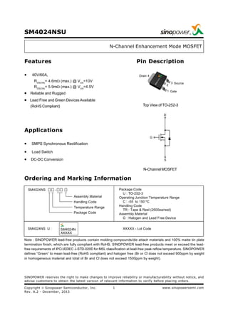 Original Mosfet SM4024N SM4024NSU 4024 TO-252-3 New | PDF | Free Download