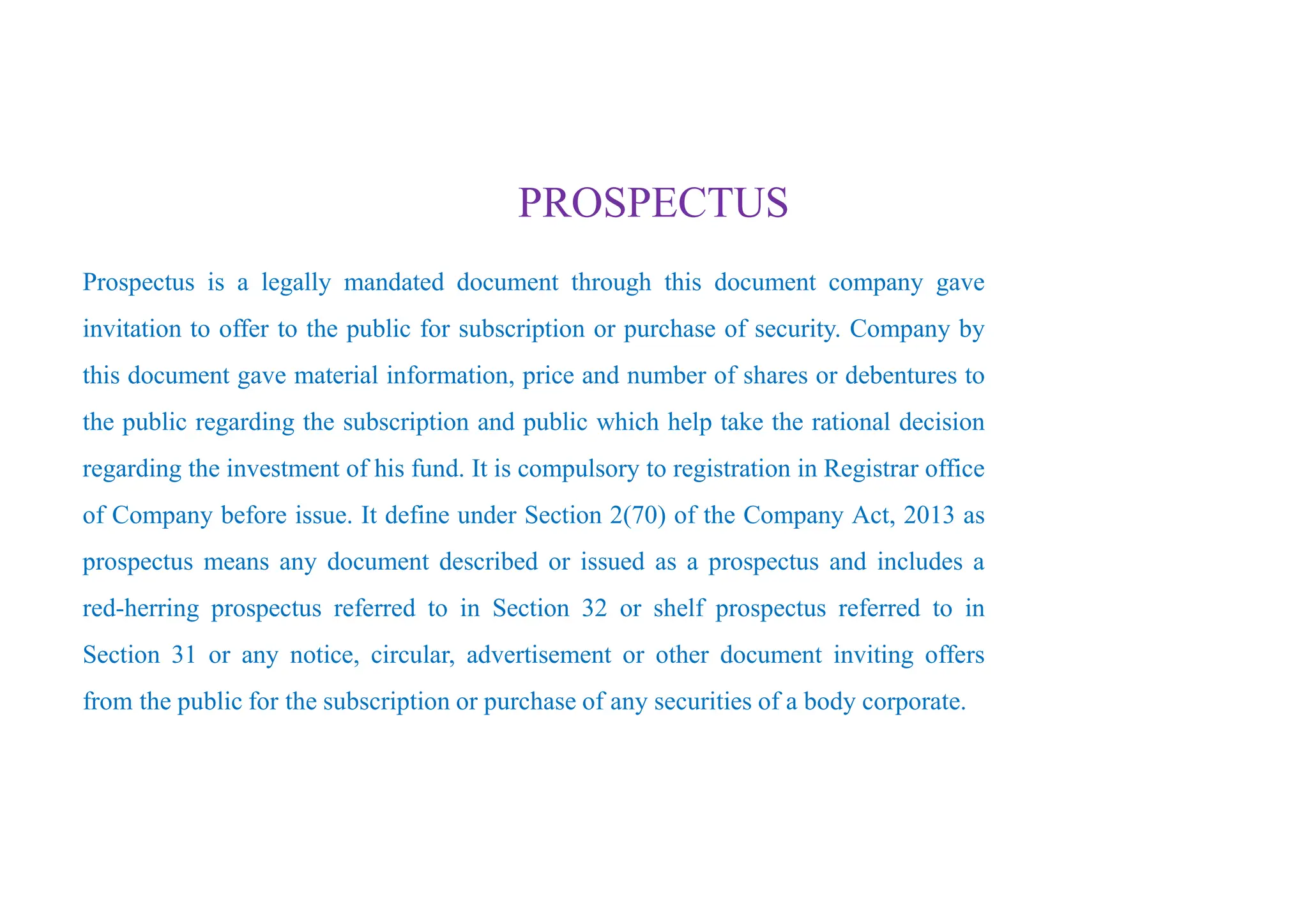 Prospectus and its types: a brief note under companies act, 2013 | PDF