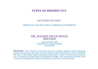 Prospectus and its types: a brief note under companies act, 2013 | PDF