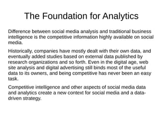 SMA-Unit-I: The Foundation for Analytics | PPT
